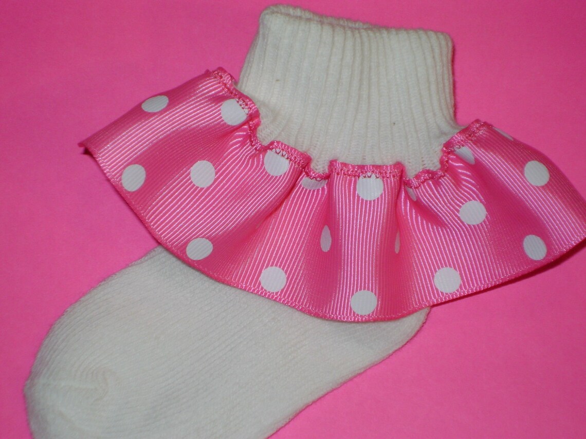 Hot Pink Polka Dot Ribbon Ruffle Socks - Etsy