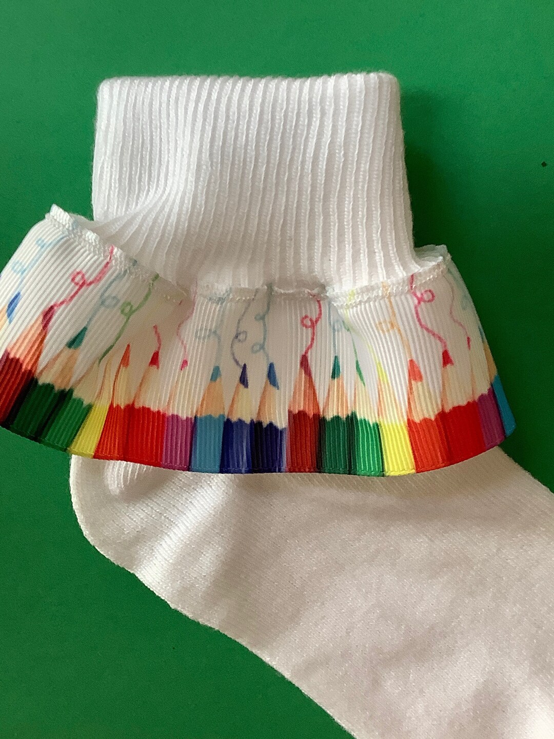 Back to School Pencils Ribbon Socks - Etsy