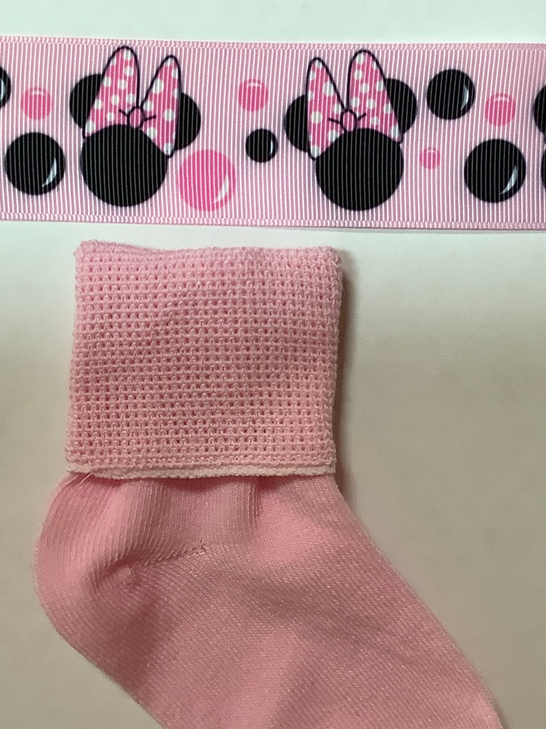 Disney Inspired Pink Minnie Mouse Ribbon Ruffle Socks - Etsy