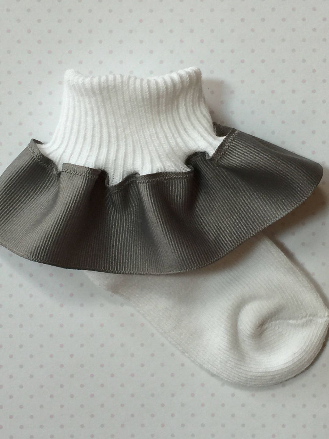 Gray Ribbon Ruffle Socks - Etsy