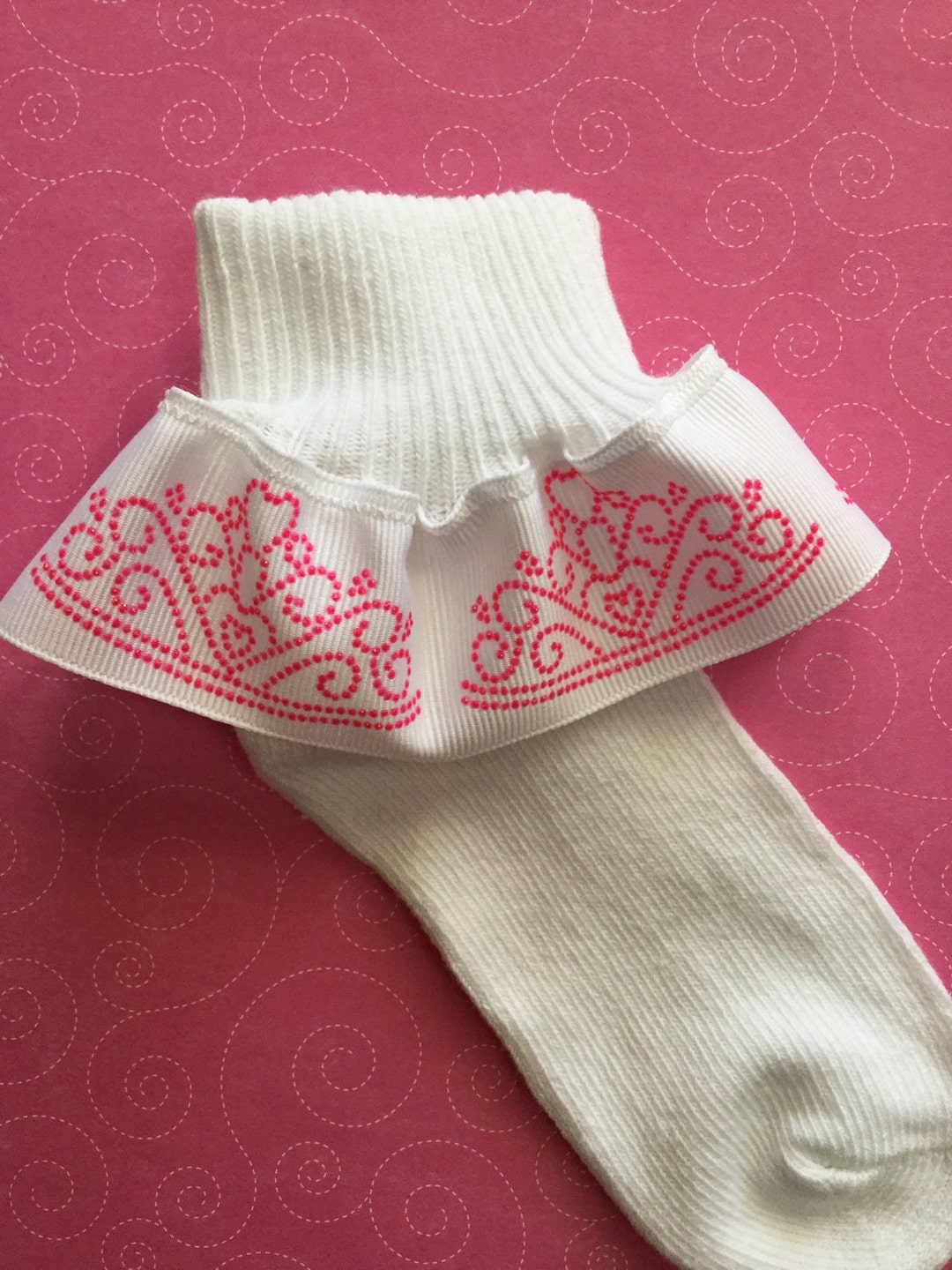 Pink Princess Crown Ribbon Ruffle Socks - Etsy
