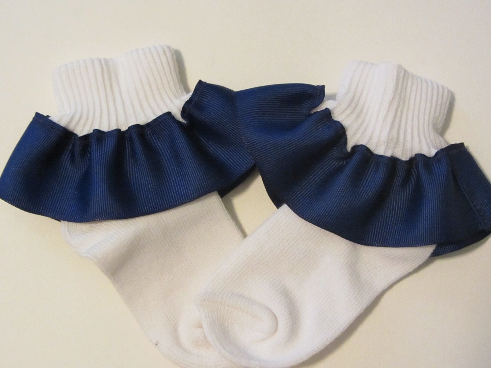 Royal Blue Ribbon Ruffle Socks - Etsy UK