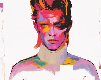 David Bowie "alladin Sane" Album Cover Digital Print in Van Gogh's ...