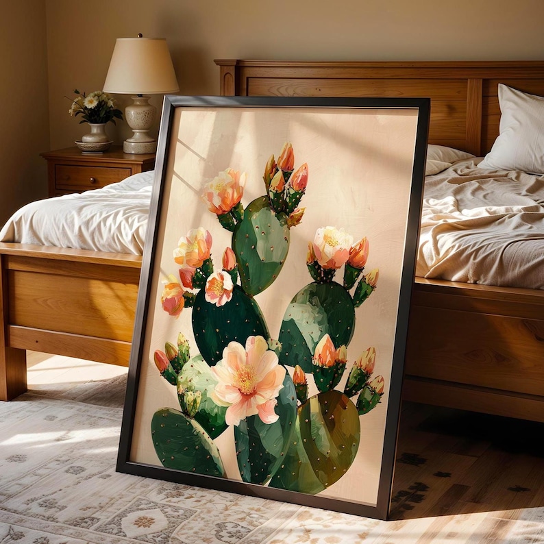Prickly Pear Cactus Art | Nopal Flower Print | Mexican Desert Botanical ...