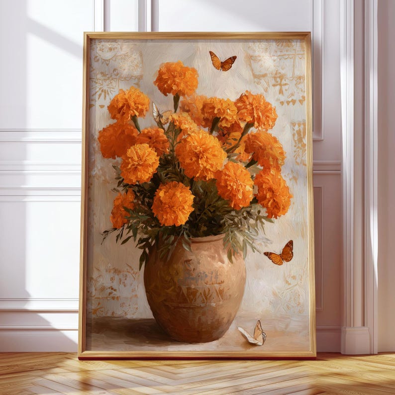 Marigold Wall Art | Monarch Butterfly Digital Print | Día De Los ...