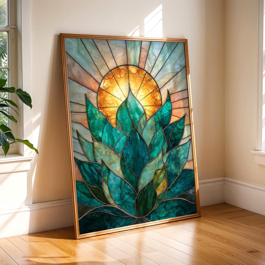 Agave Stained Glass Digital Print | Agave Sun Art | Southwestern ...