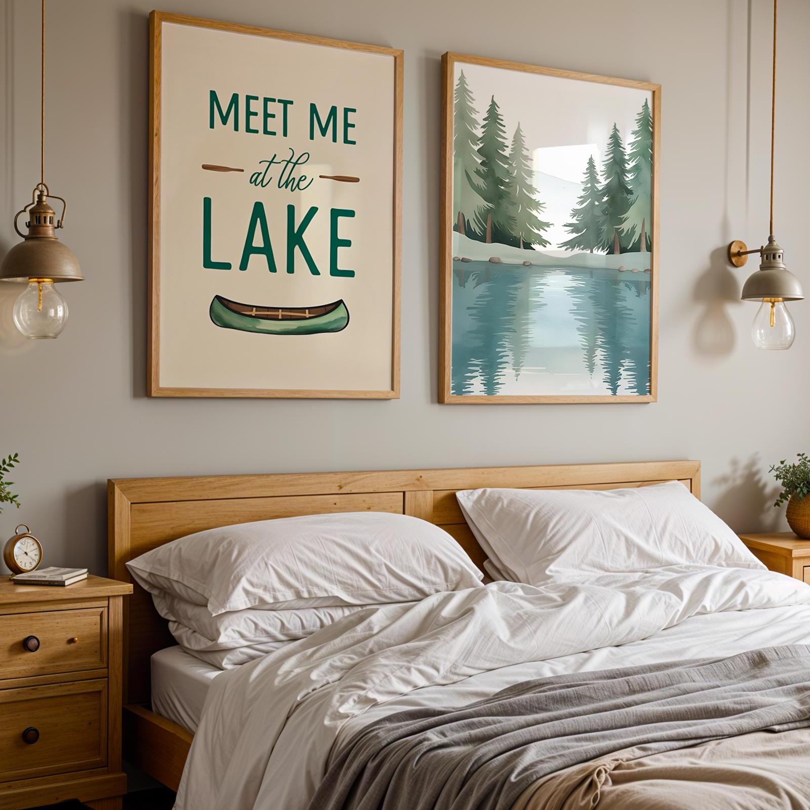 Set of 9 Lake Life Wall Art Lake House Nursery Fishing Nursery Abstract ...