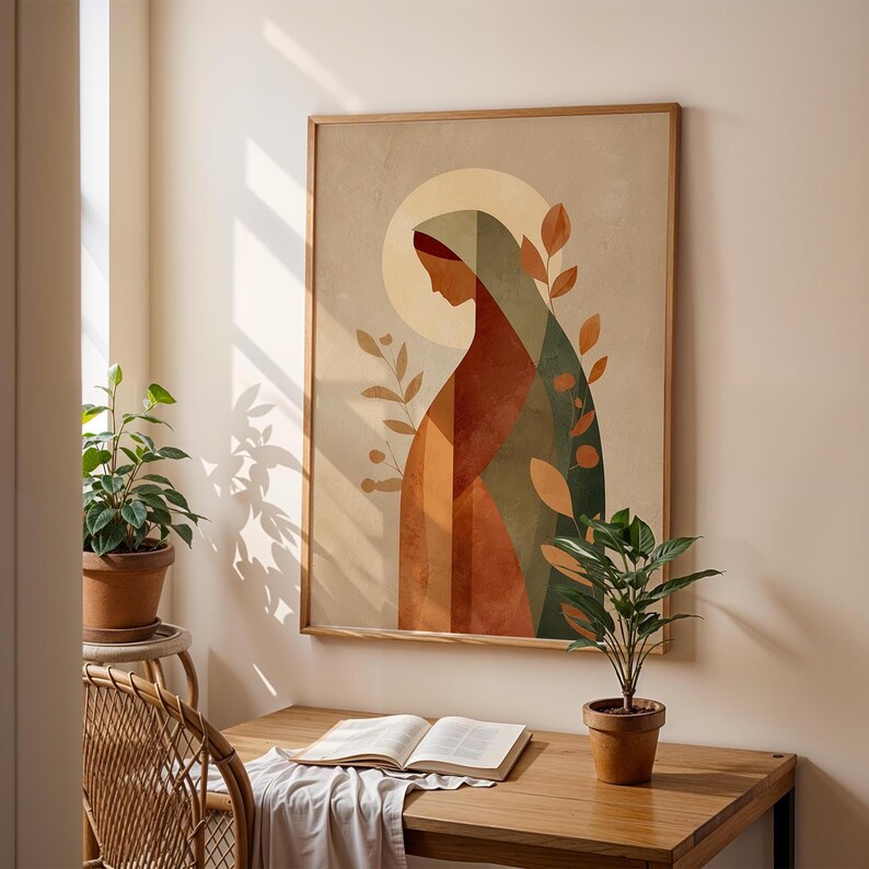 Abstract Virgen Mary Digital Print Hispanic Catholic Wall Art Virgen De ...