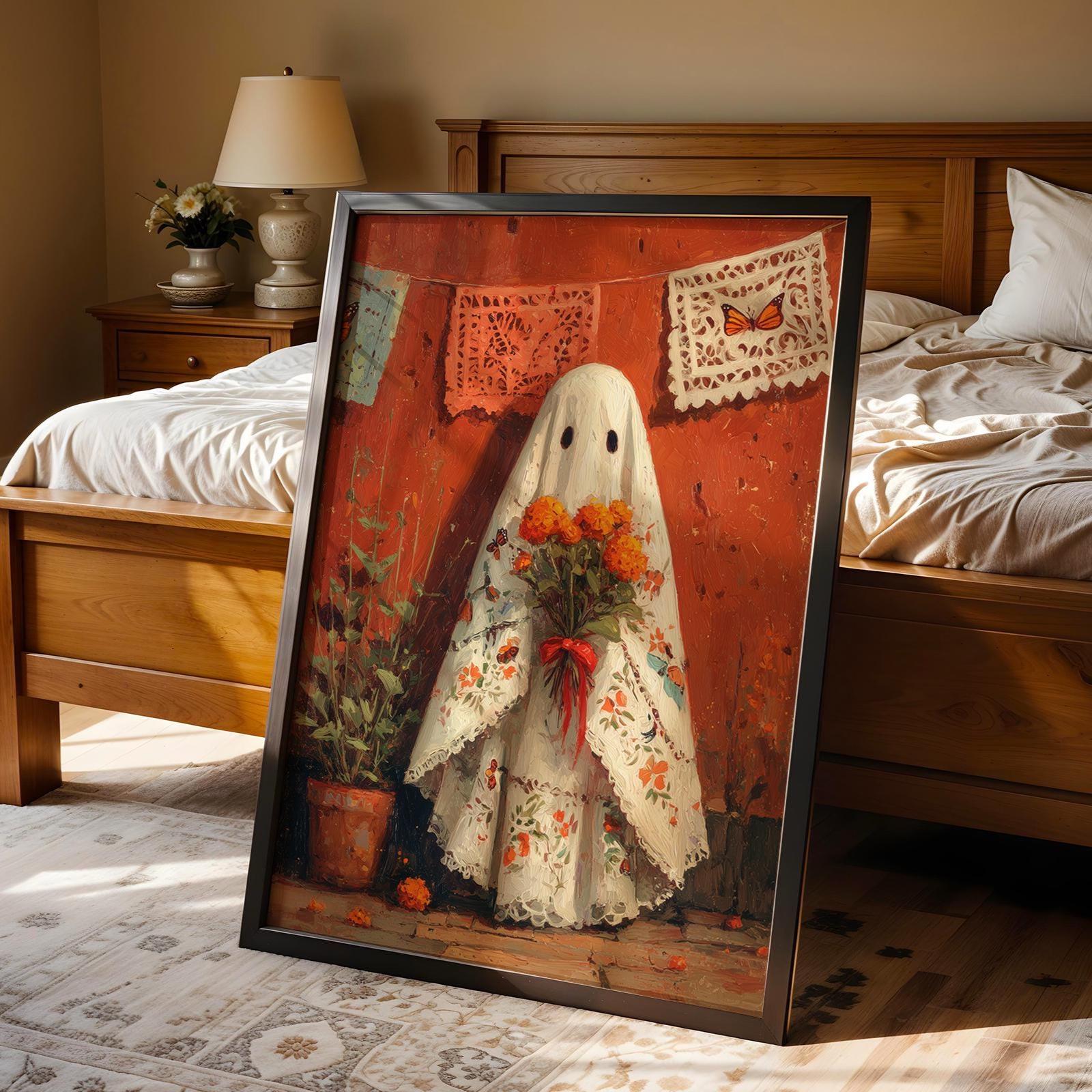 Mexican Folk Art Ghost Digital Print | Halloween Wall Art With Papel ...
