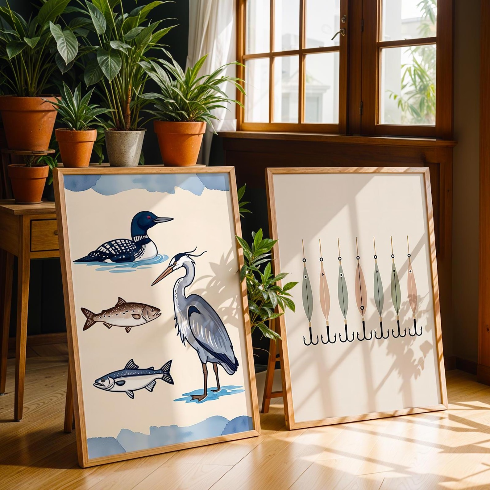 Set of 9 Lake Life Wall Art Lake House Nursery Fishing Nursery Abstract ...