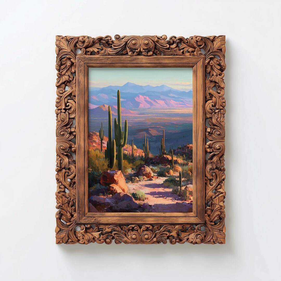 Sonora Desert Landscape Wall Art | Mexican Desert Painting | Saguaro ...