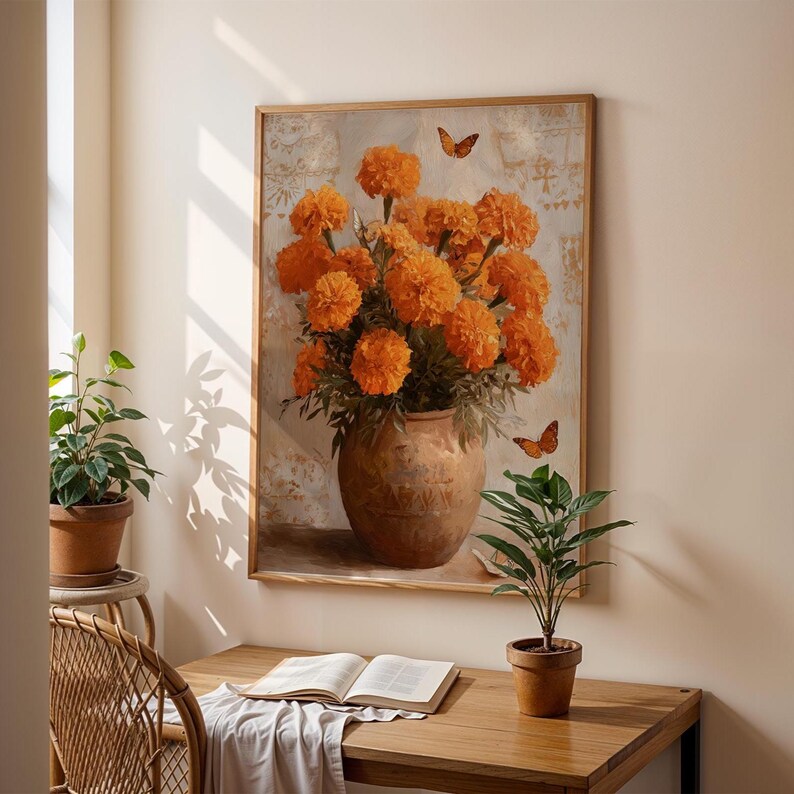 Marigold Wall Art | Monarch Butterfly Digital Print | Día De Los ...