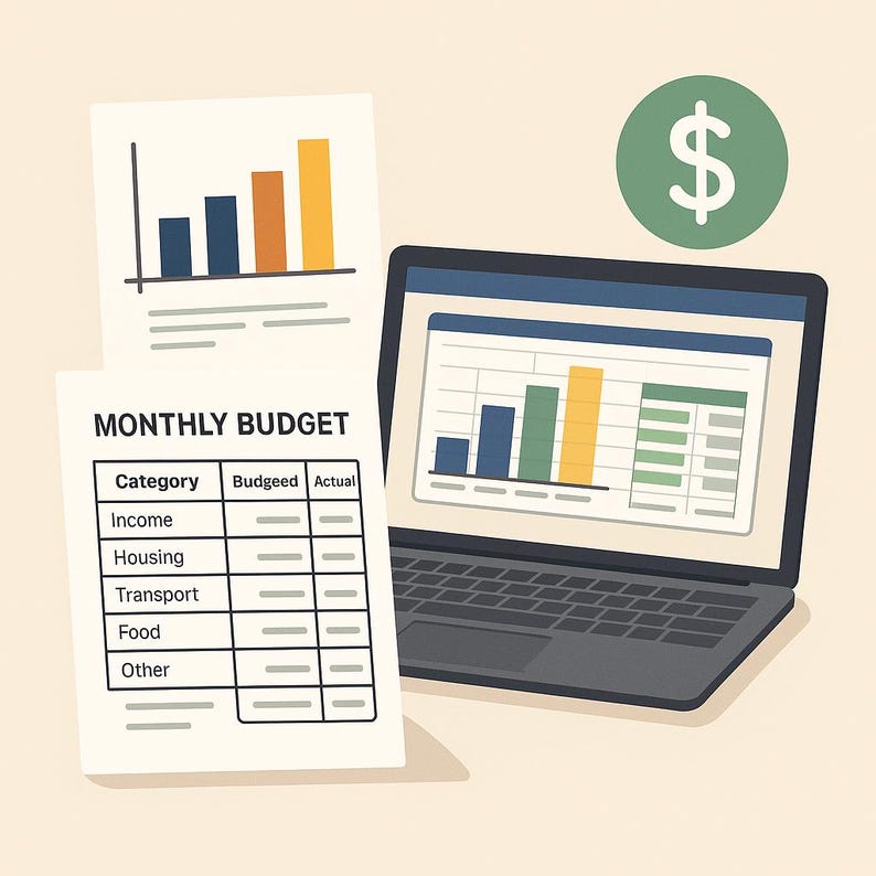 Monthly Budget Template - Personal Finance Expense Tracker Spreadsheet ...