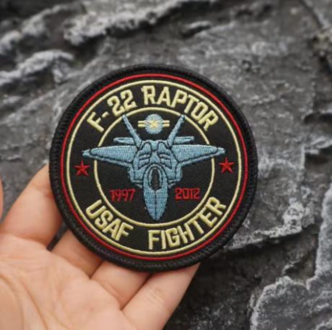 F-22 RAPTOR USAF FIGHTER Embroidered Patch With Merrow Border, Sewable ...