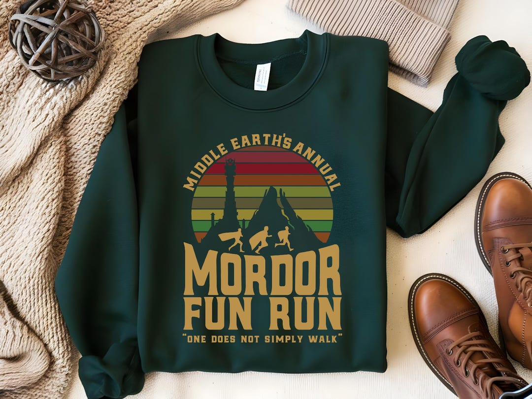 Middle Earth's Annual Mordor Fun Run Sweatshirt, Trendy Fantasy Book ...