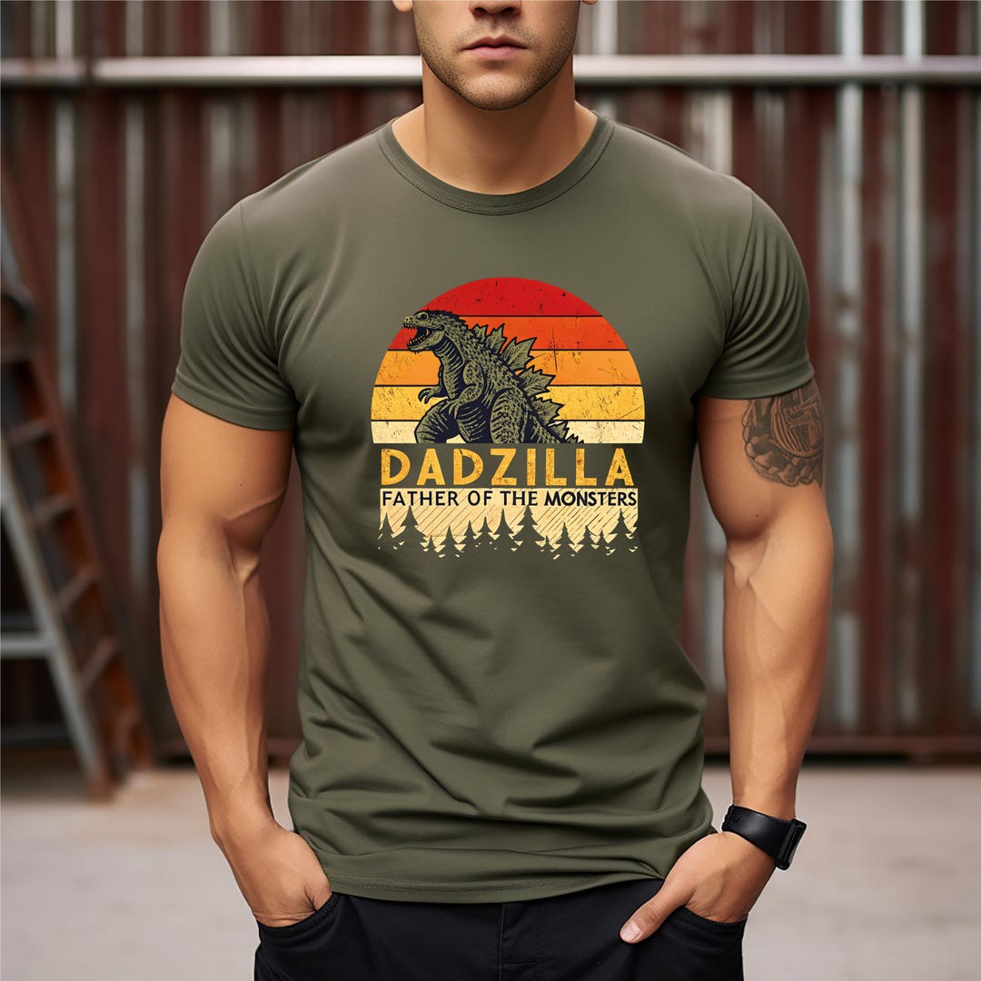 Funny Inspiring Dadzilla Shirt, Father of All Monsters Vintage Dad T ...