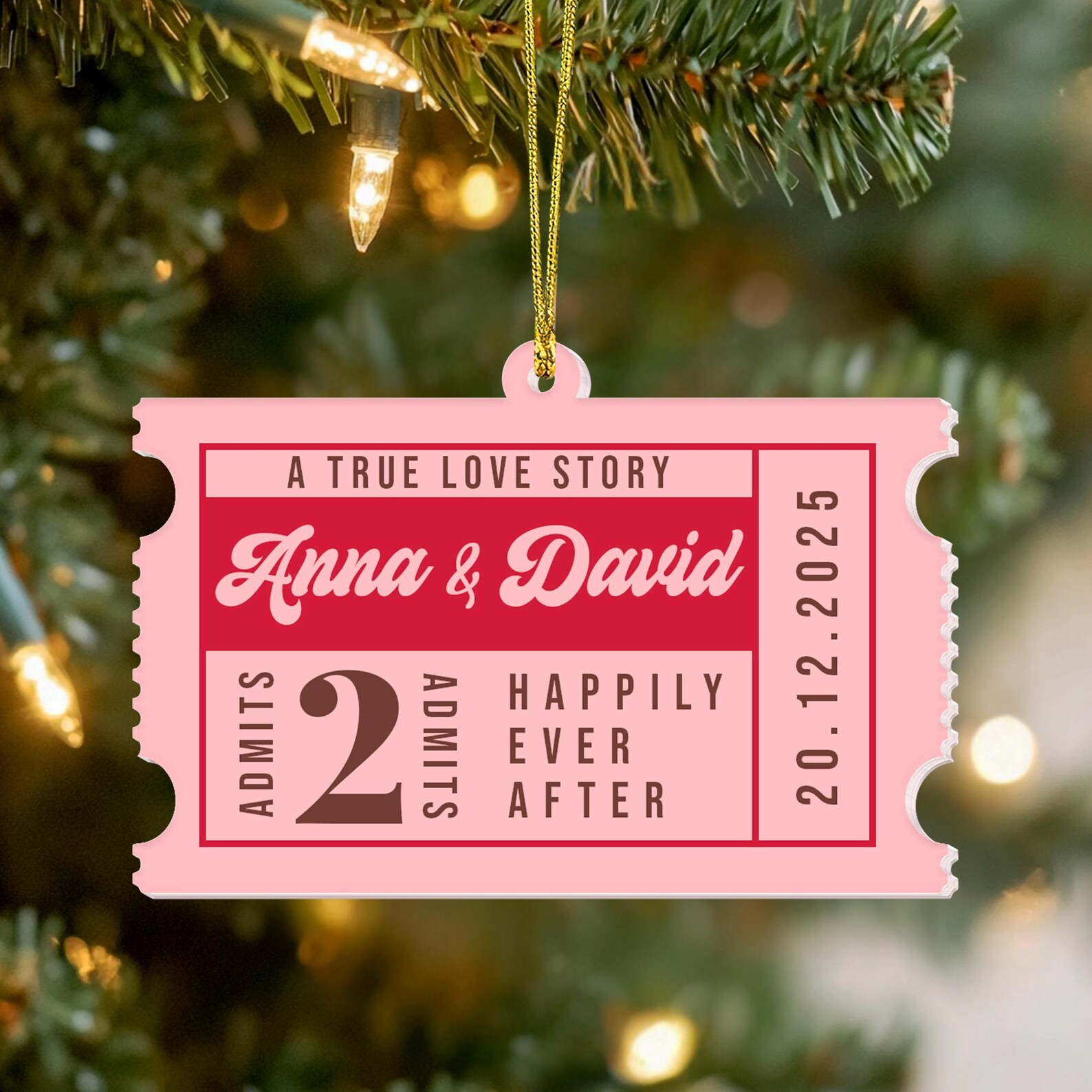 Personalised Acrylic Couples Ticket Christmas Ornament: Couples ...