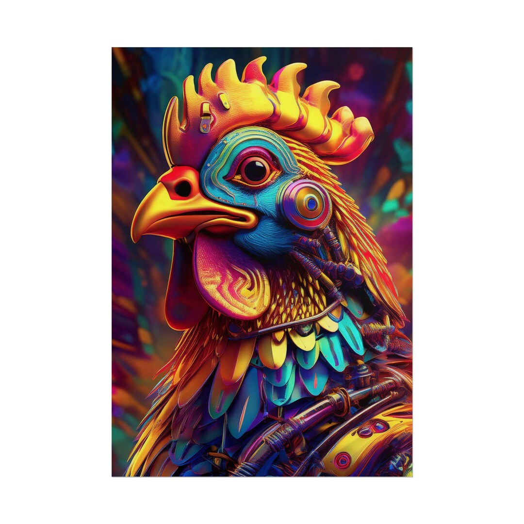 Futuristic, Chicken Art, Rolled Posters, Unique, Home Decor, Cyberpunk ...