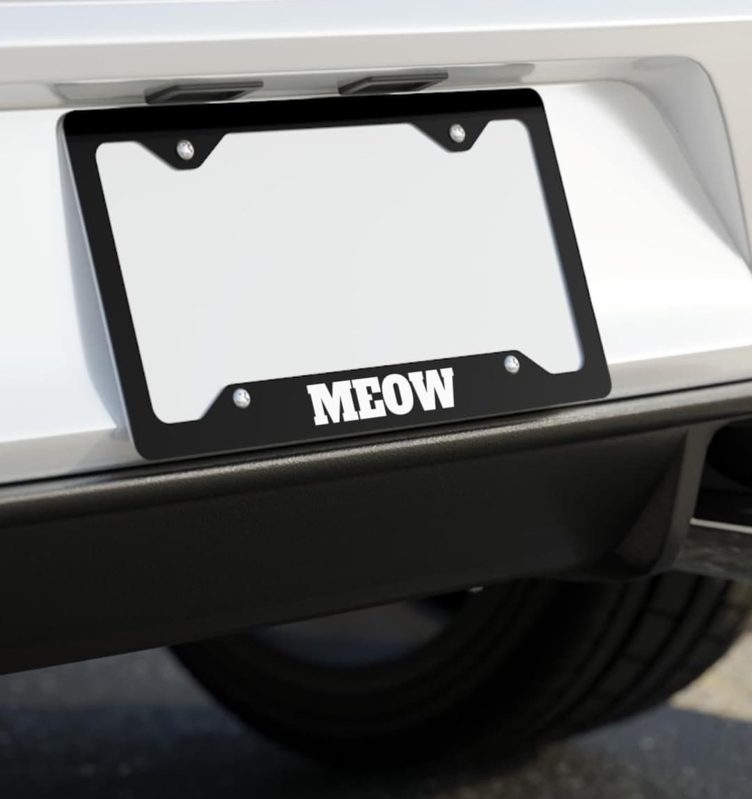 Meow Black and White Metal License Plate Frame - Etsy