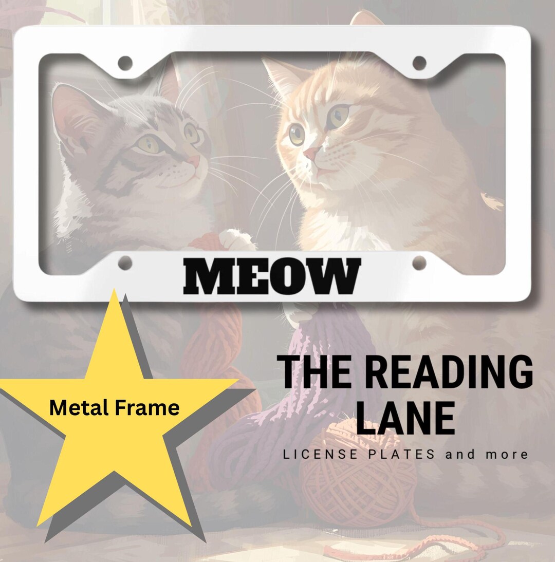 Cat Lovers License Plate Frame, Meow Gift for Your Favorite Feral ...