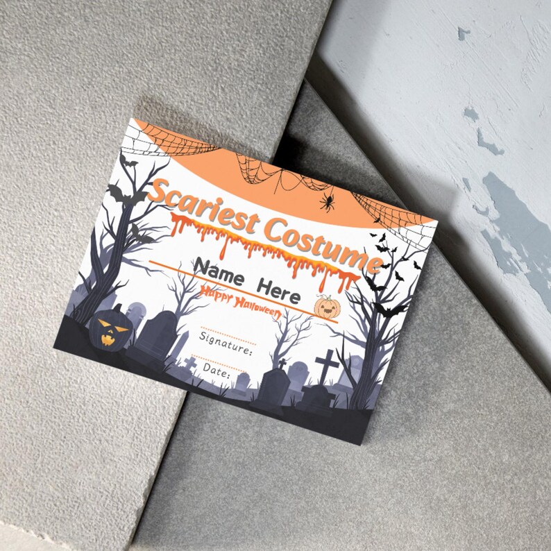 Halloween Party Certificates| Halloween Costume Award Certificates for ...