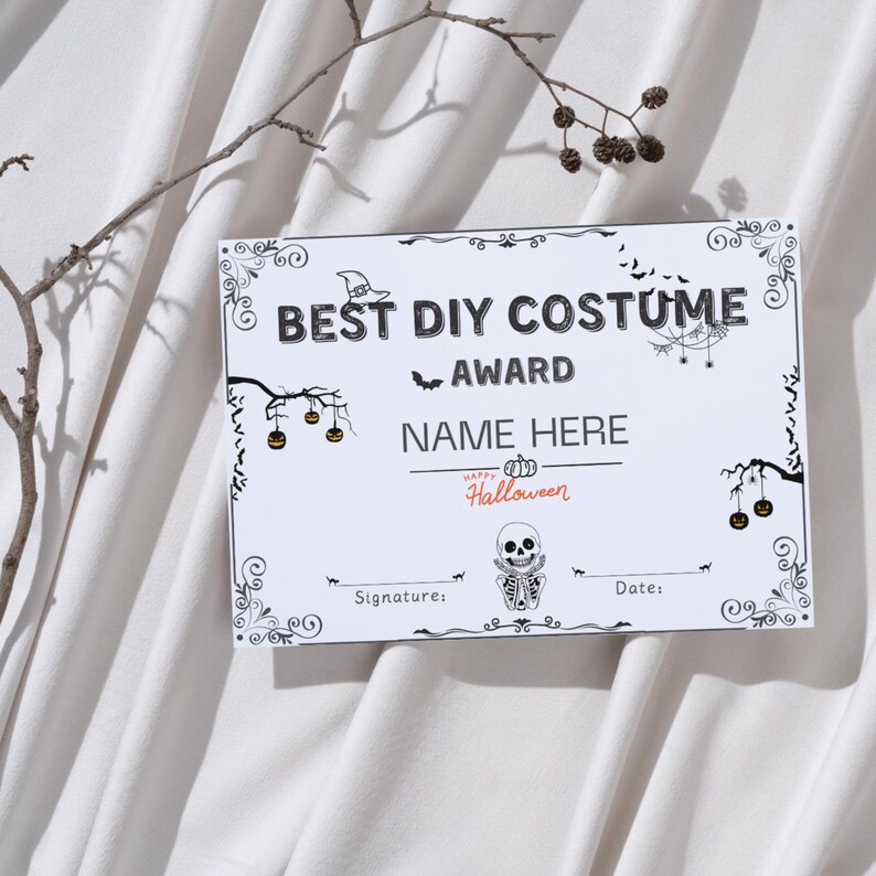Halloween Party Certificates| Halloween Costume Award Certificates for ...