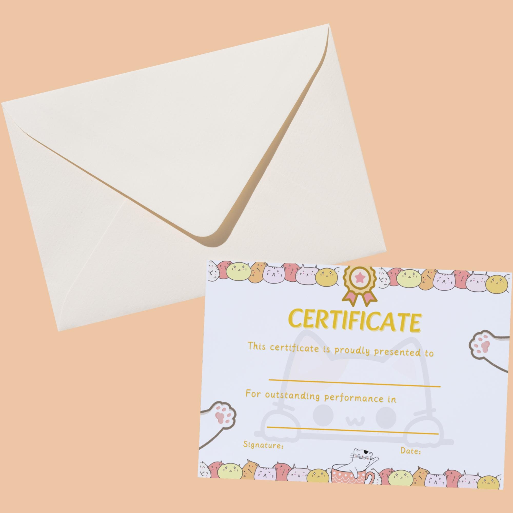 Kids Certificate of Achievement|school Award Ceremony|cute Cat Theme ...