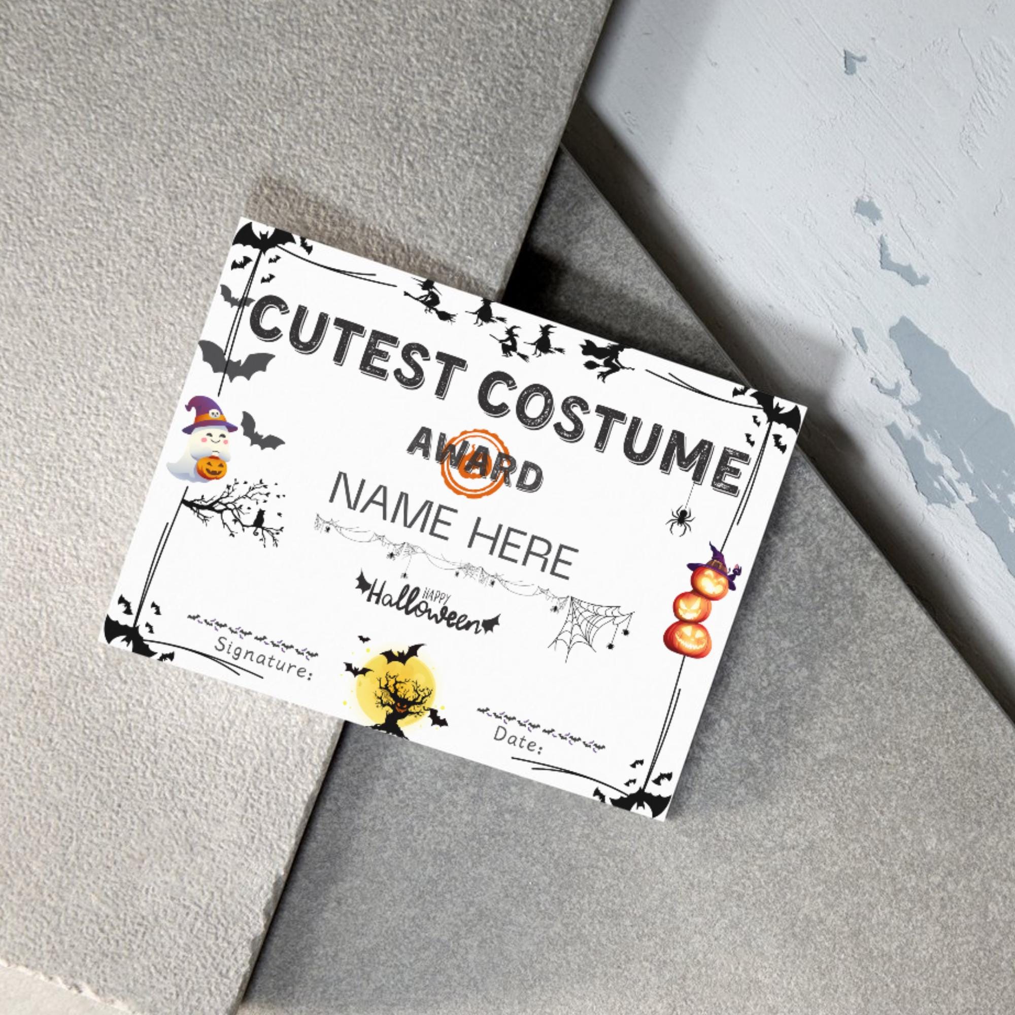 Halloween Party Certificates| Halloween Costume Award Certificates for ...