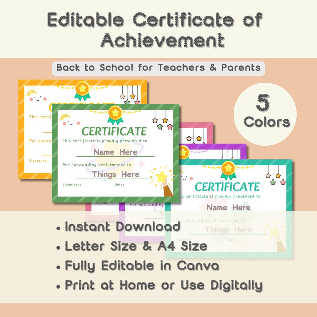 Kids Certificate of Achievement | School Award Ceremony | Printable ...