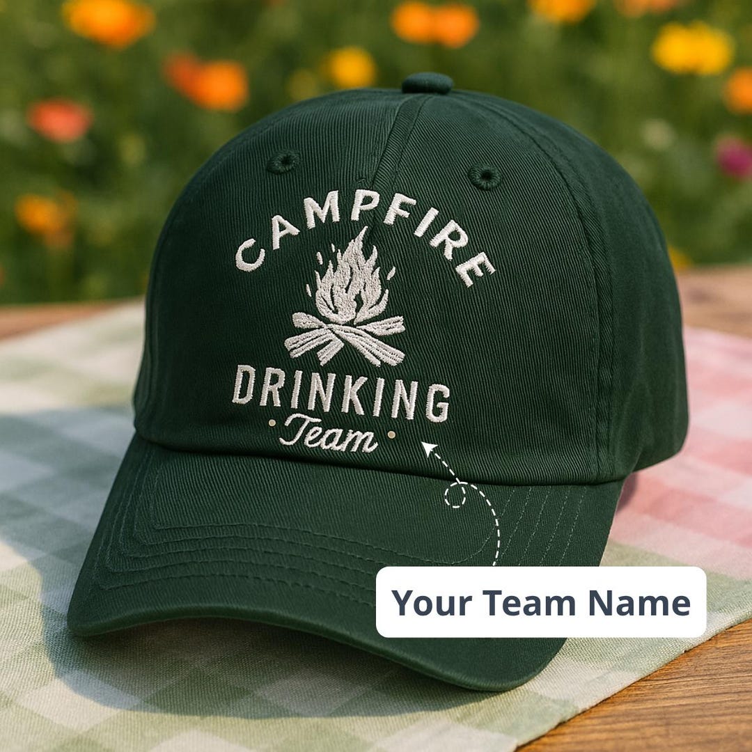 Personalized Campfire Drinking Team Hat – Custom Embroidered Name ...