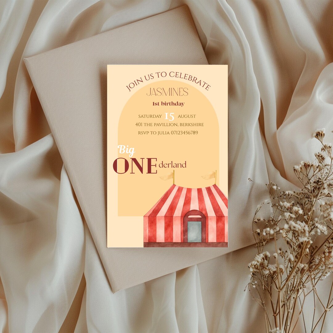 The Big One-derland Invitation | 1st Birthday Digital Invite | Editable ...