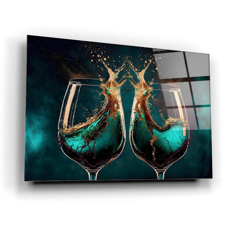 Wine Glass Splash Art Tempered Glass Backsplash, Heat Resistant Kitchen ...