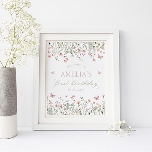 Wildflower 1st Birthday Welcome Sign | Floral Birthday Welcome Poster ...