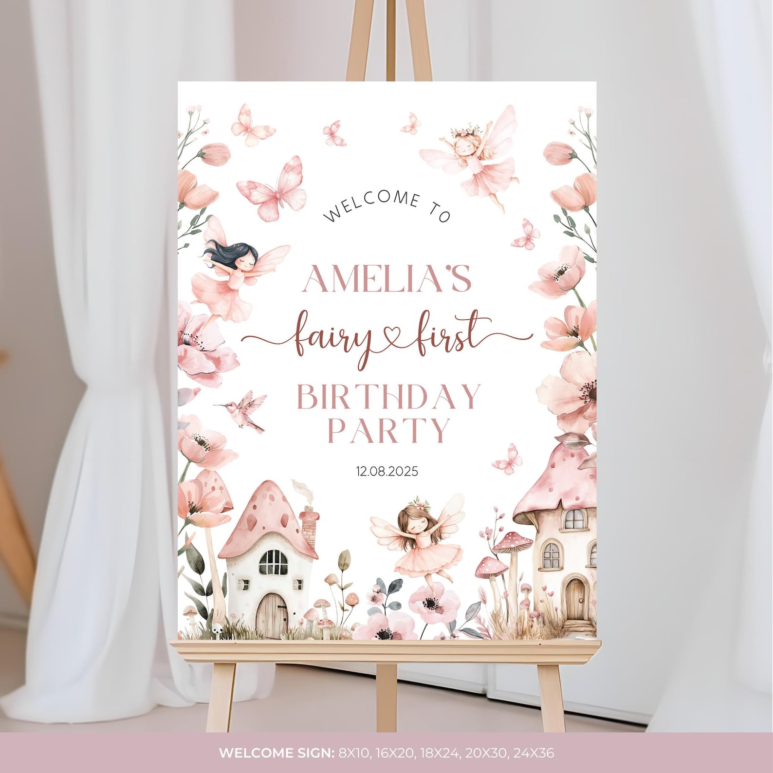 Fairy First Birthday Welcome Sign | Magical Fairy Birthday Welcome ...