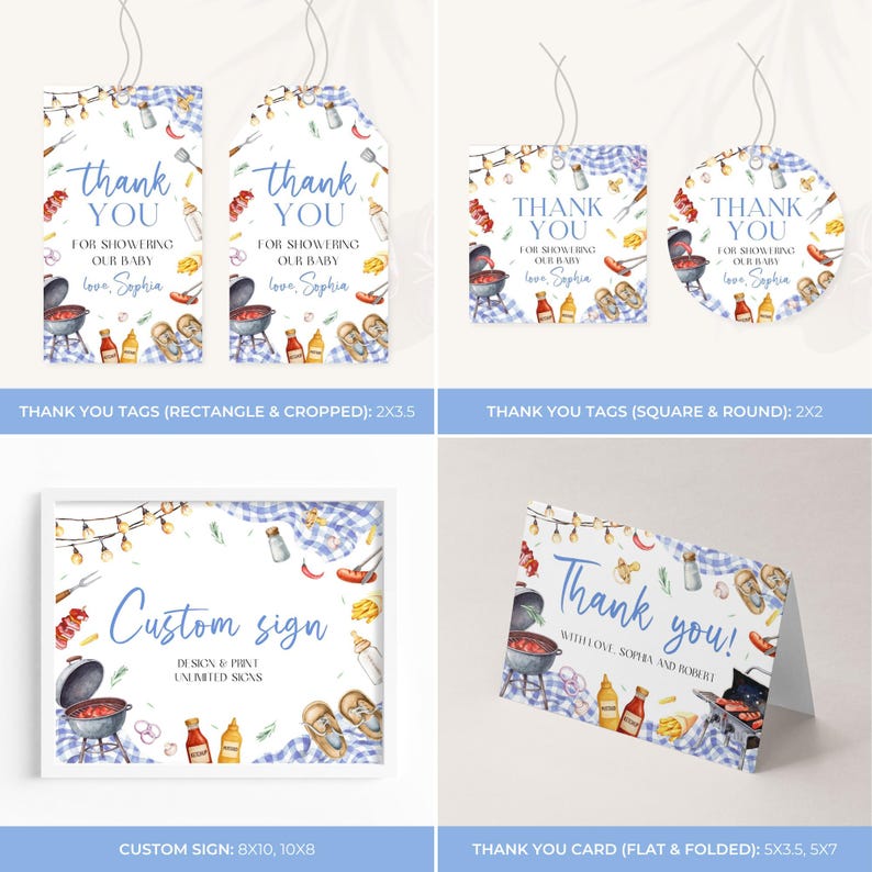 BBQ Baby Shower Invitation Bundle | Baby-q Baby Shower Invite Set ...