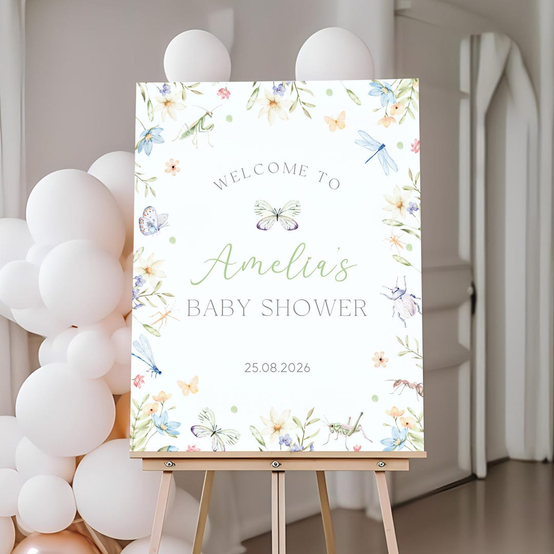 Love Bug Baby Shower Welcome Sign | Insect Baby Shower Welcome Poster ...