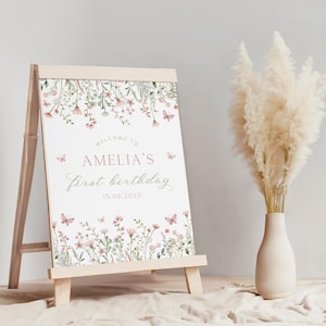 Wildflower 1st Birthday Welcome Sign | Floral Birthday Welcome Poster ...