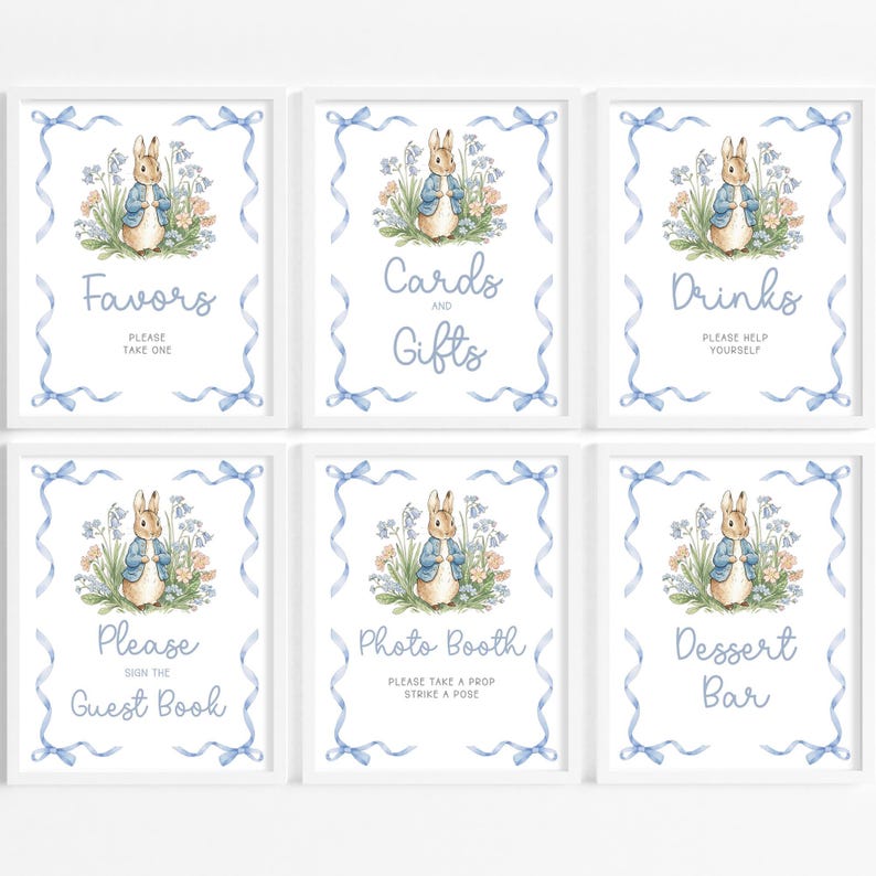 Peter Rabbit Birthday Table Sign Bundle | Flopsy Bunny 1st Birthday ...