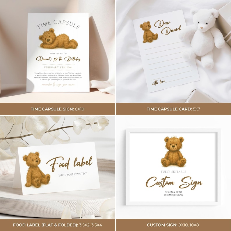 Beary First Birthday Invitation Bundle | Teddy Bear Birthday Invite Set ...