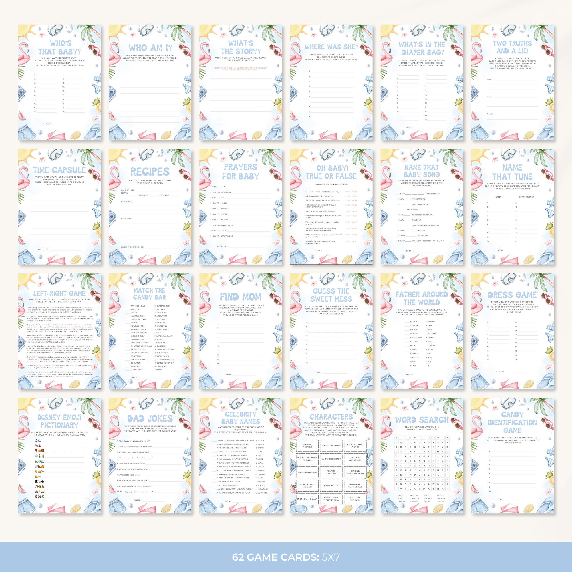 Splish Splash Baby Shower Games Bundle | Beach Baby Shower Games Set ...