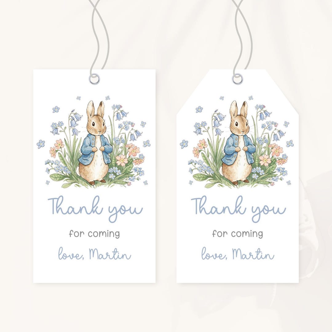 Peter Rabbit Birthday Thank You Tag | Flopsy Bunny 1st Birthday Favor ...