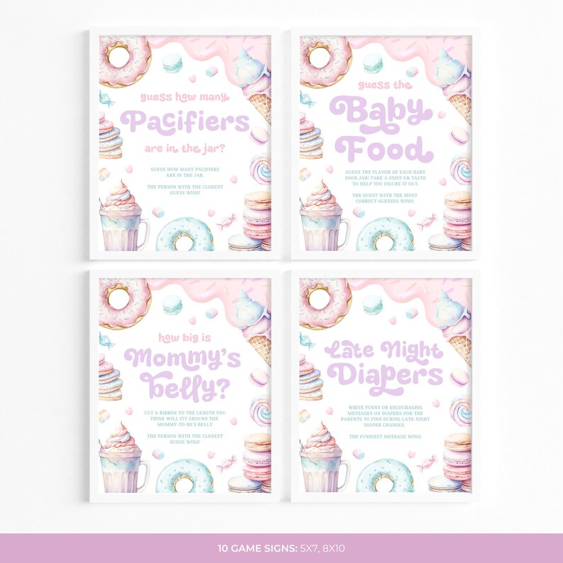 A Little Sweet Baby Shower Game Pack | Donut Candy Ice Cream Baby ...