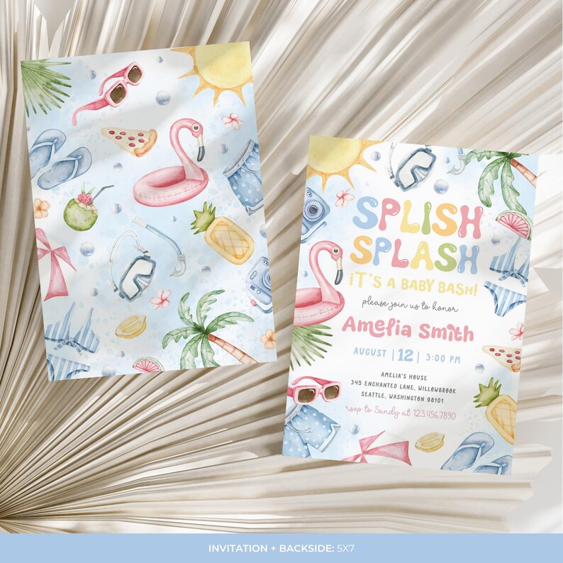Editable Splish Splash Baby Shower Invitation | Beach Baby Shower ...