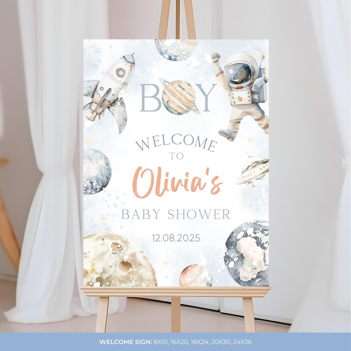 Outer Space Baby Shower Welcome Sign | Astronaut Boy Baby Shower ...