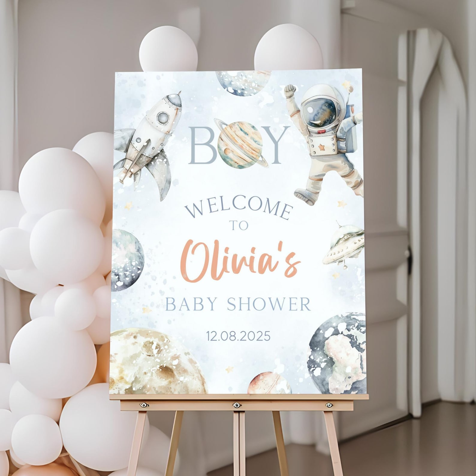 Outer Space Baby Shower Welcome Sign | Astronaut Boy Baby Shower ...