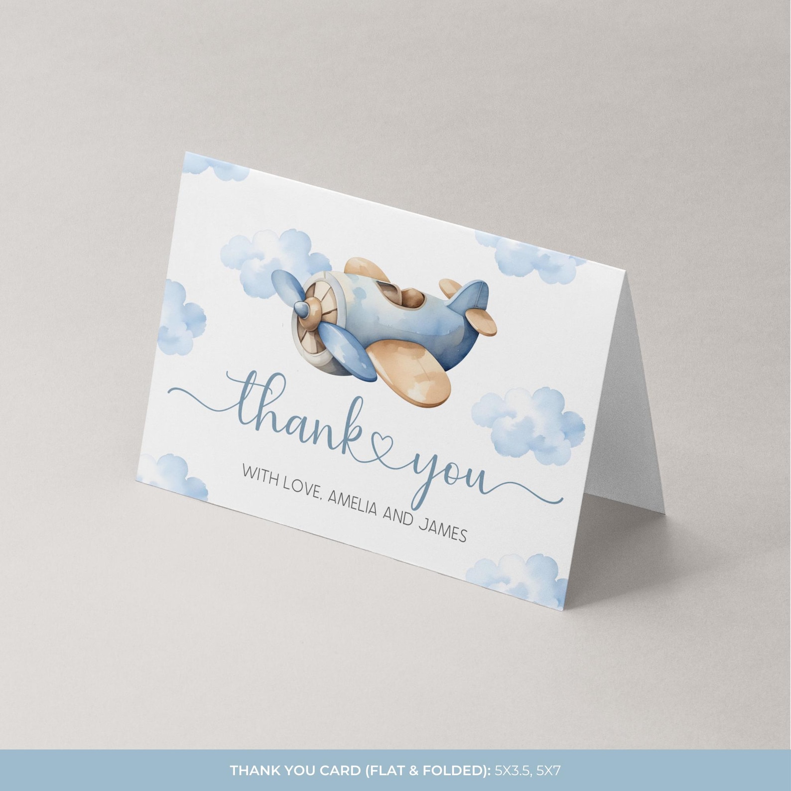 Airplane Baby Shower Invitation Bundle | Vintage Blue Plane Baby Shower ...