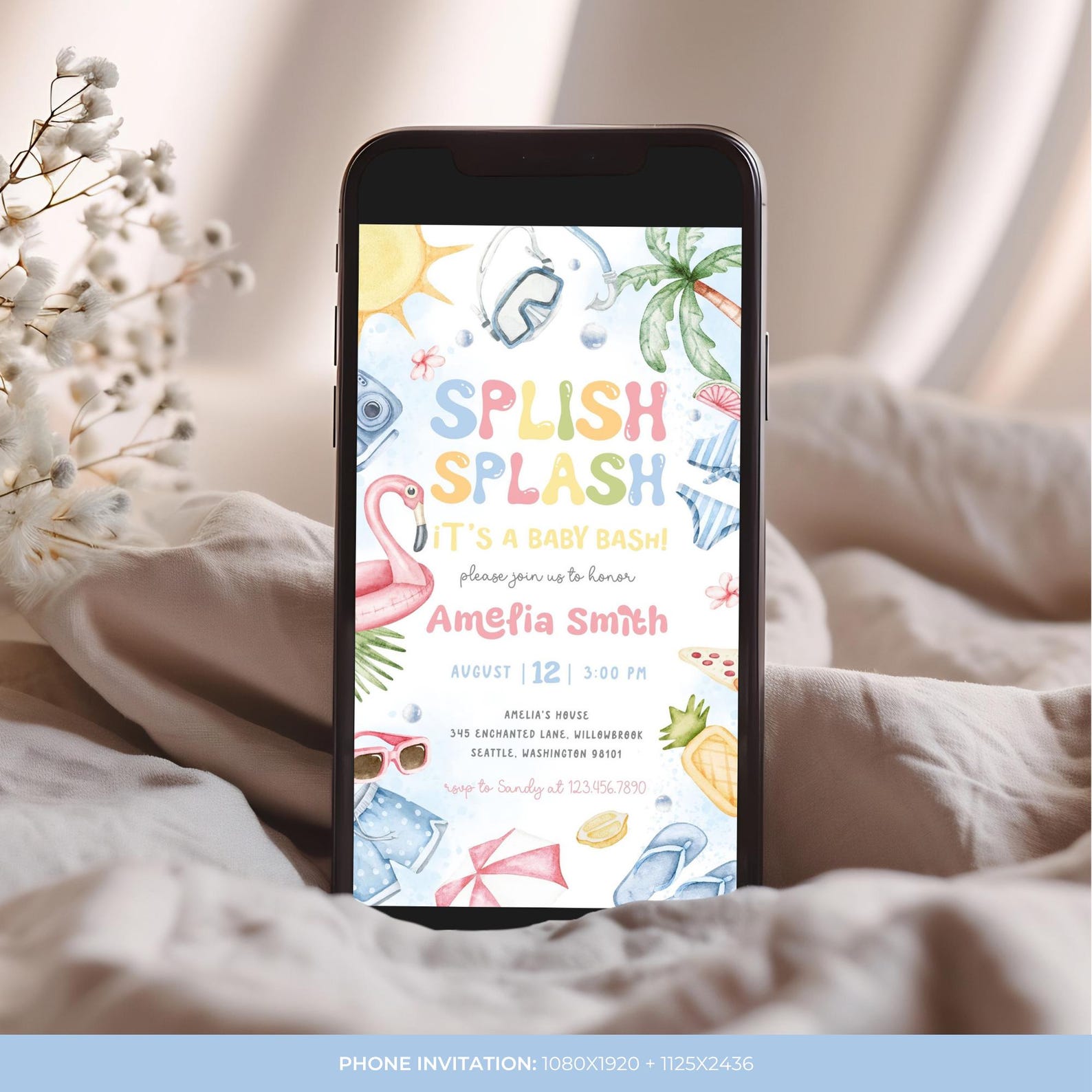 Splish Splash Baby Shower Invitation Bundle | Beach Baby Shower Invite ...