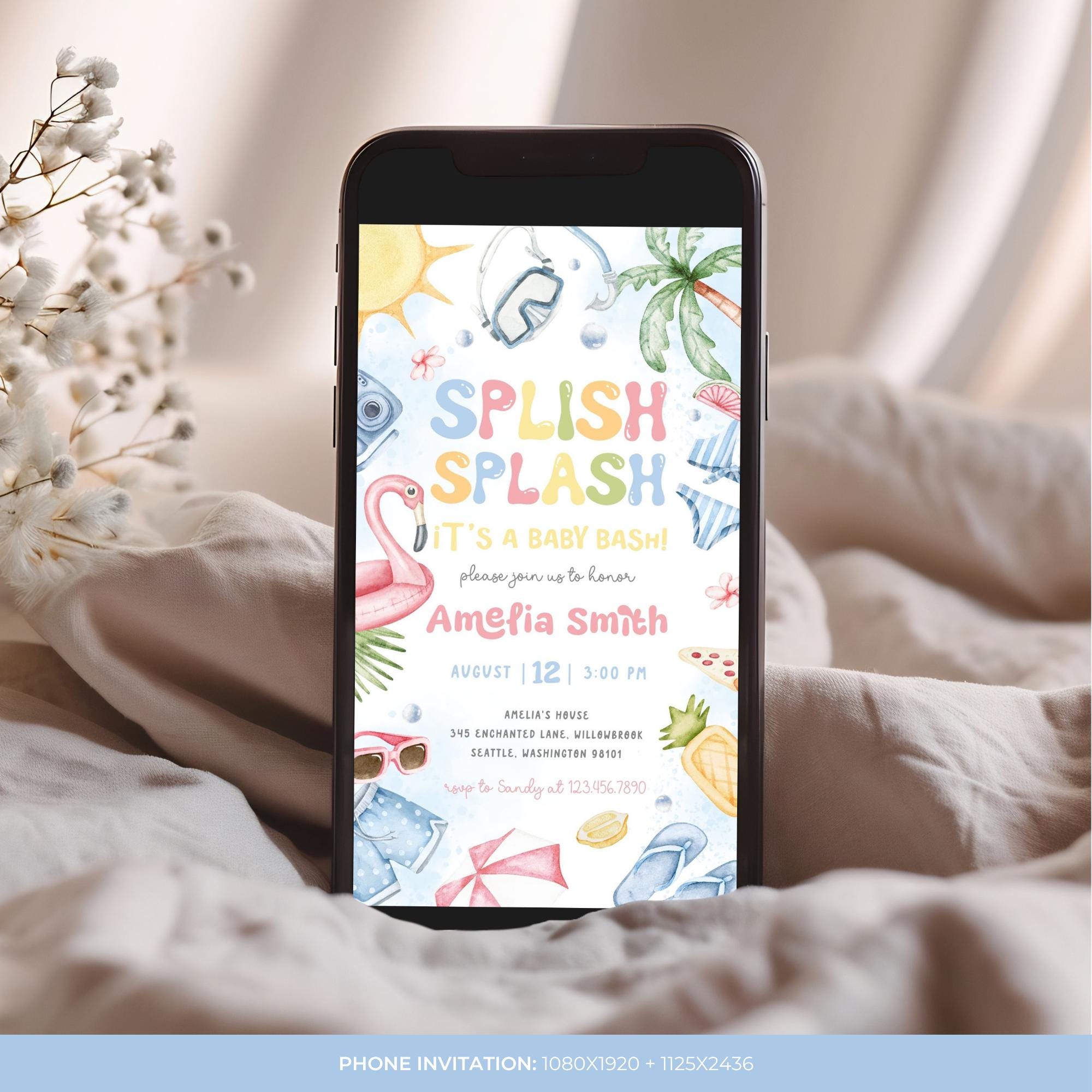 Splish Splash Baby Shower Invitation Bundle | Tropical Summer Baby ...