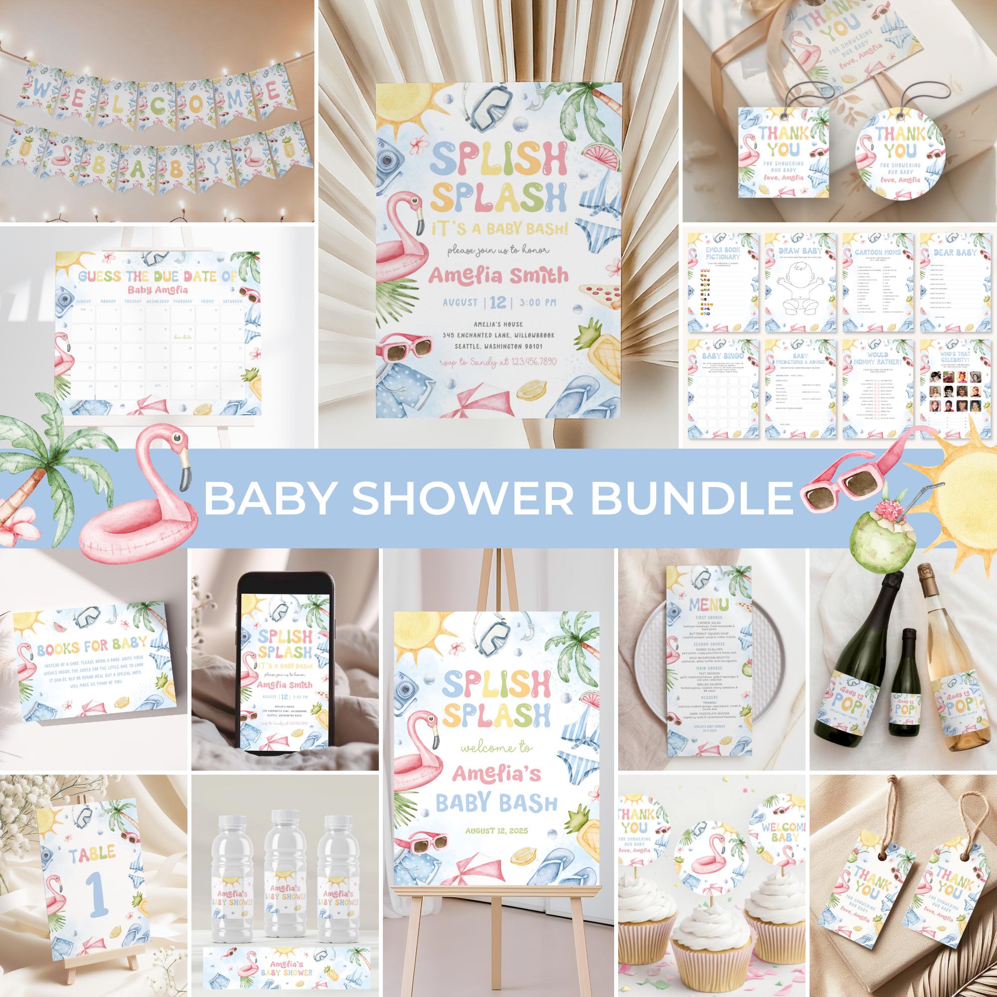 Splish Splash Baby Shower Bundle | Editable Beach Baby Shower ...