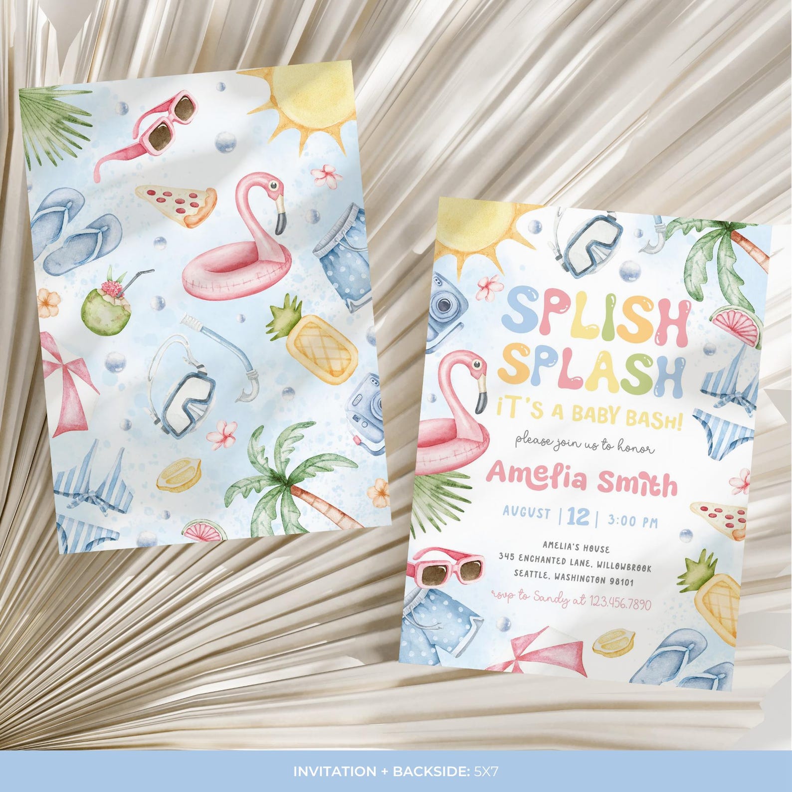 Splish Splash Baby Shower Invitation Bundle | Beach Baby Shower Invite ...